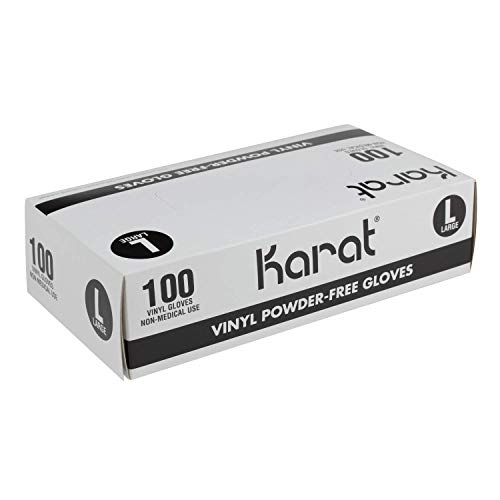 Karat FP-GV1008 Vinyl Powder-Free Gloves (Clear) - Large(Case of 1000)