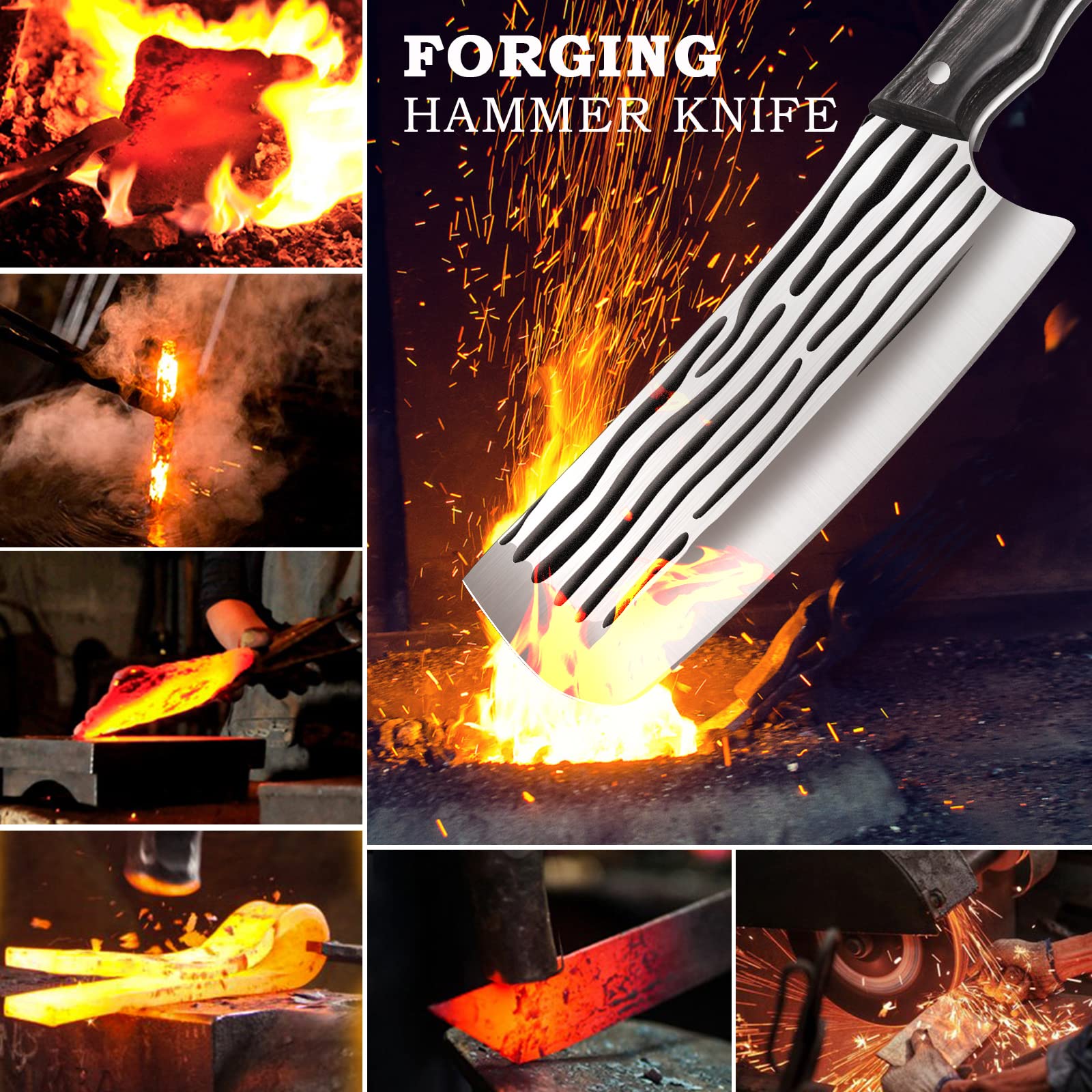 Hong Won Meat Cleave,Cleaver Knife for Meat Cutting, High Carbon German Stainless Steel with Ergonomic Handle for Home, Kitchen & Restaurant