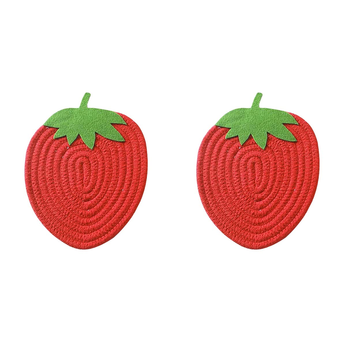 Hemoton 2 pcs Pot Holders Cloth Trivets Strawberry Shaped Cotton Thread Kitchen Table Mats Hot Pads Heat Resistant Coasters for Cooking Baking Table Decorations