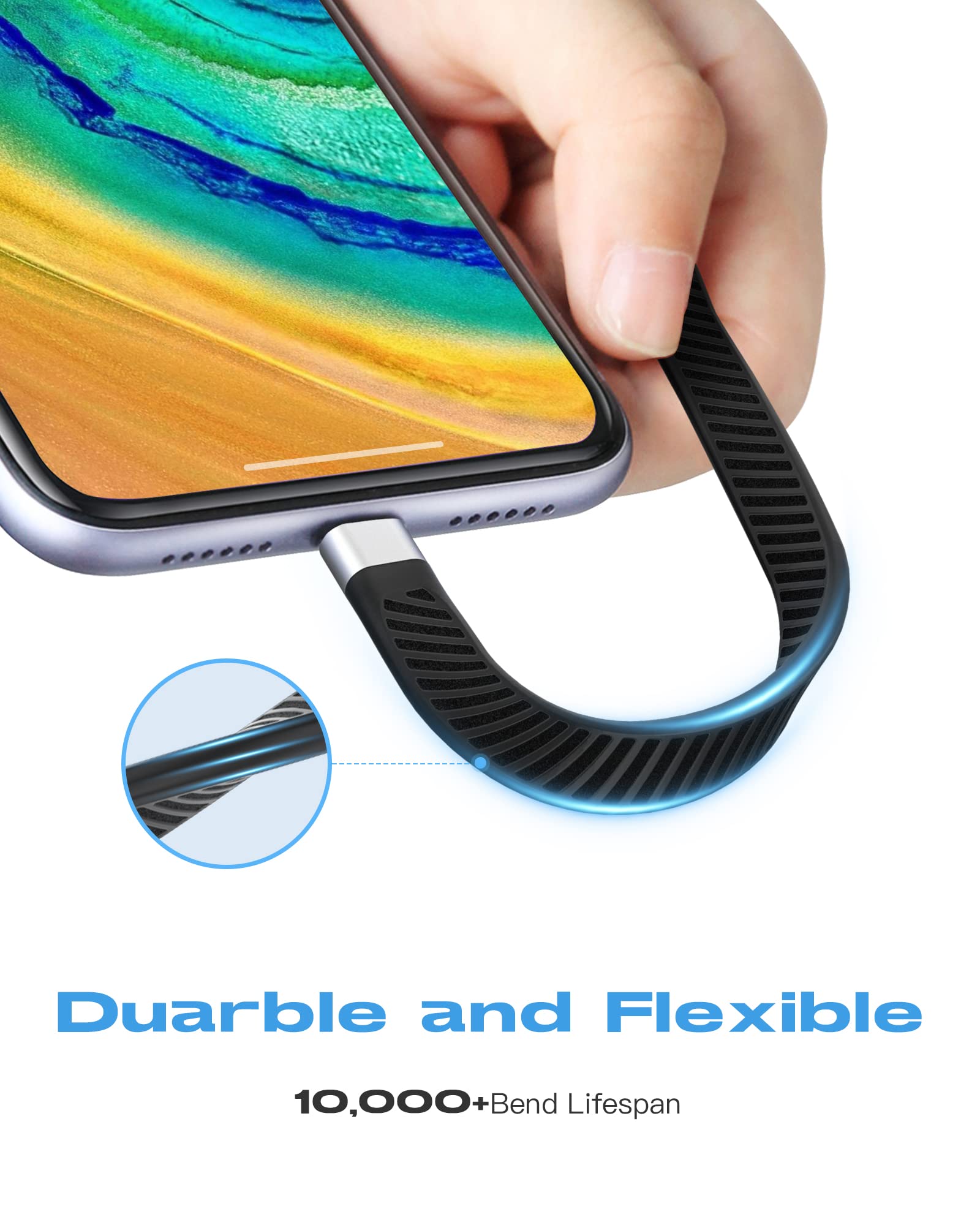LamToon Short USB to Lightning Cable 5.5 inch, Short iPhone Cable for Fast Charging Compatible with iPhone 14/13/12/11 Pro Max/Xs Plus