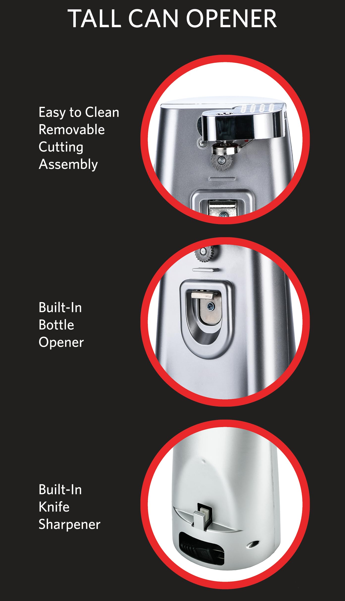 EUROSTAR EC660S Tall Can Opener, Silver