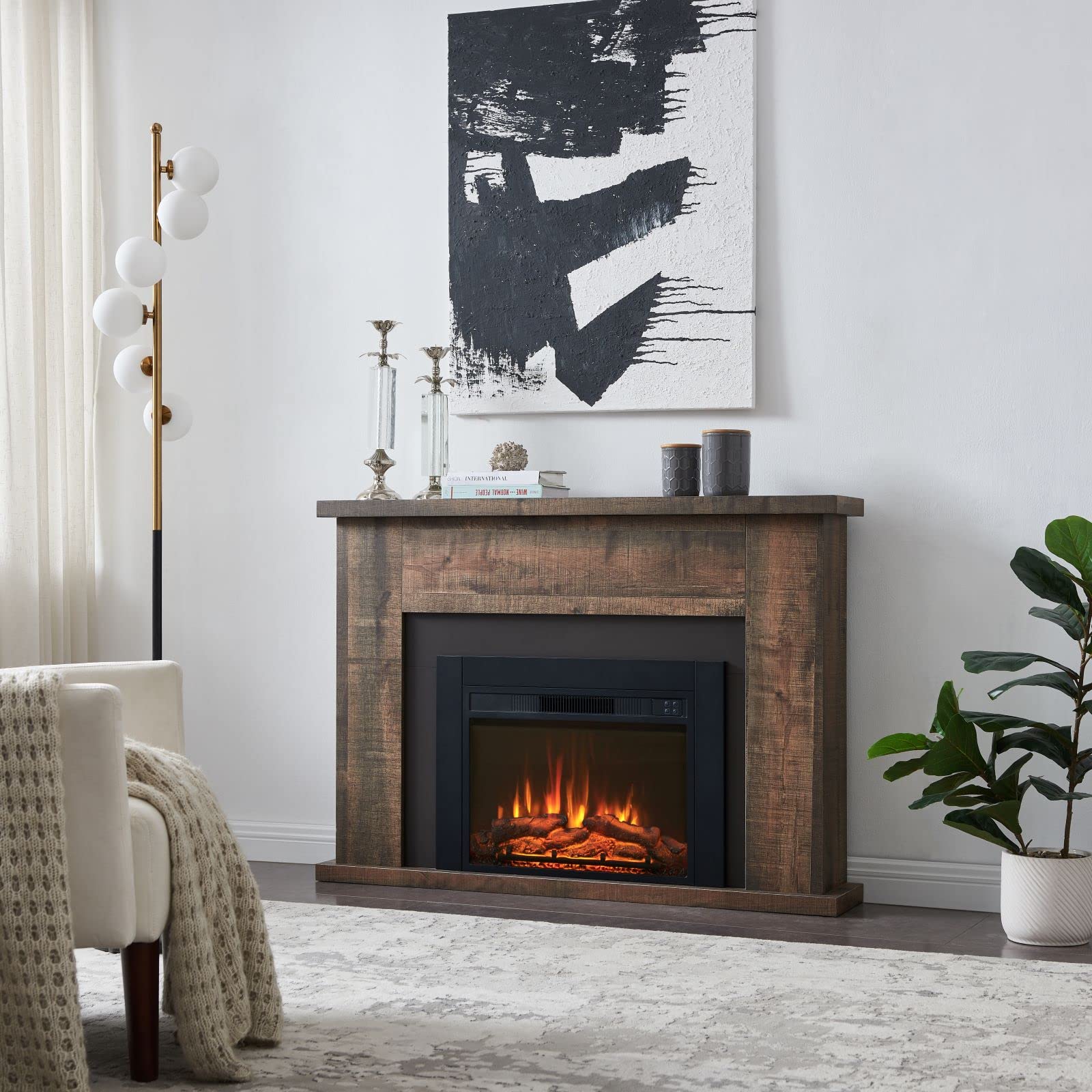EfiretricĀ® Adam Electric Fireplace Insert with Front Trim Kit, 23" W x 17" H (EF447) with Front Trim Kit, 1500W Heater, Remote Control and Timer