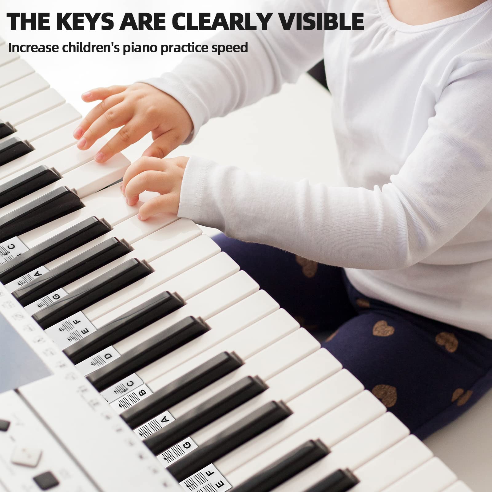 Fansoun Piano Notes Guide for Beginner, Removable Piano Keyboard Stickers for Learning, for 88-key Full size, Made of Silicone, Reusable and Piano Gifts for Beginner