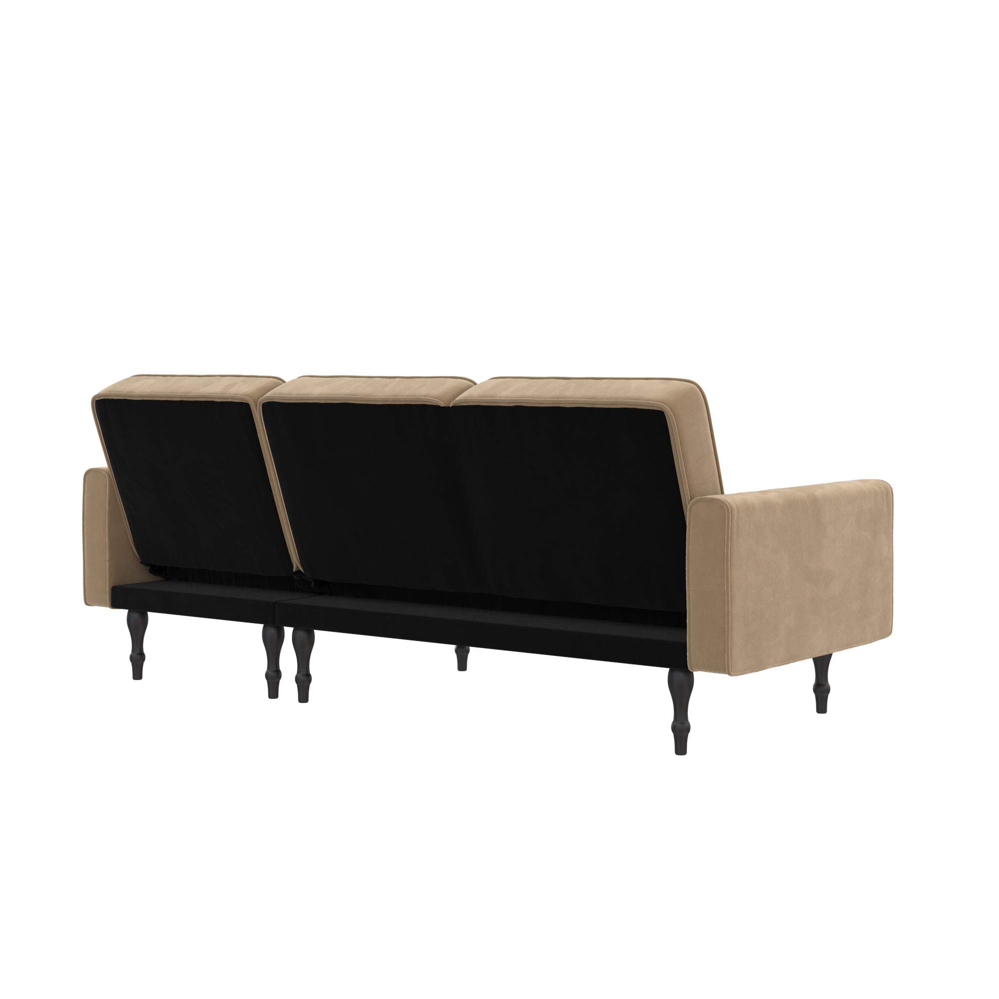 DHP Estelle Small Space Sectional, Tan Velvet Futon