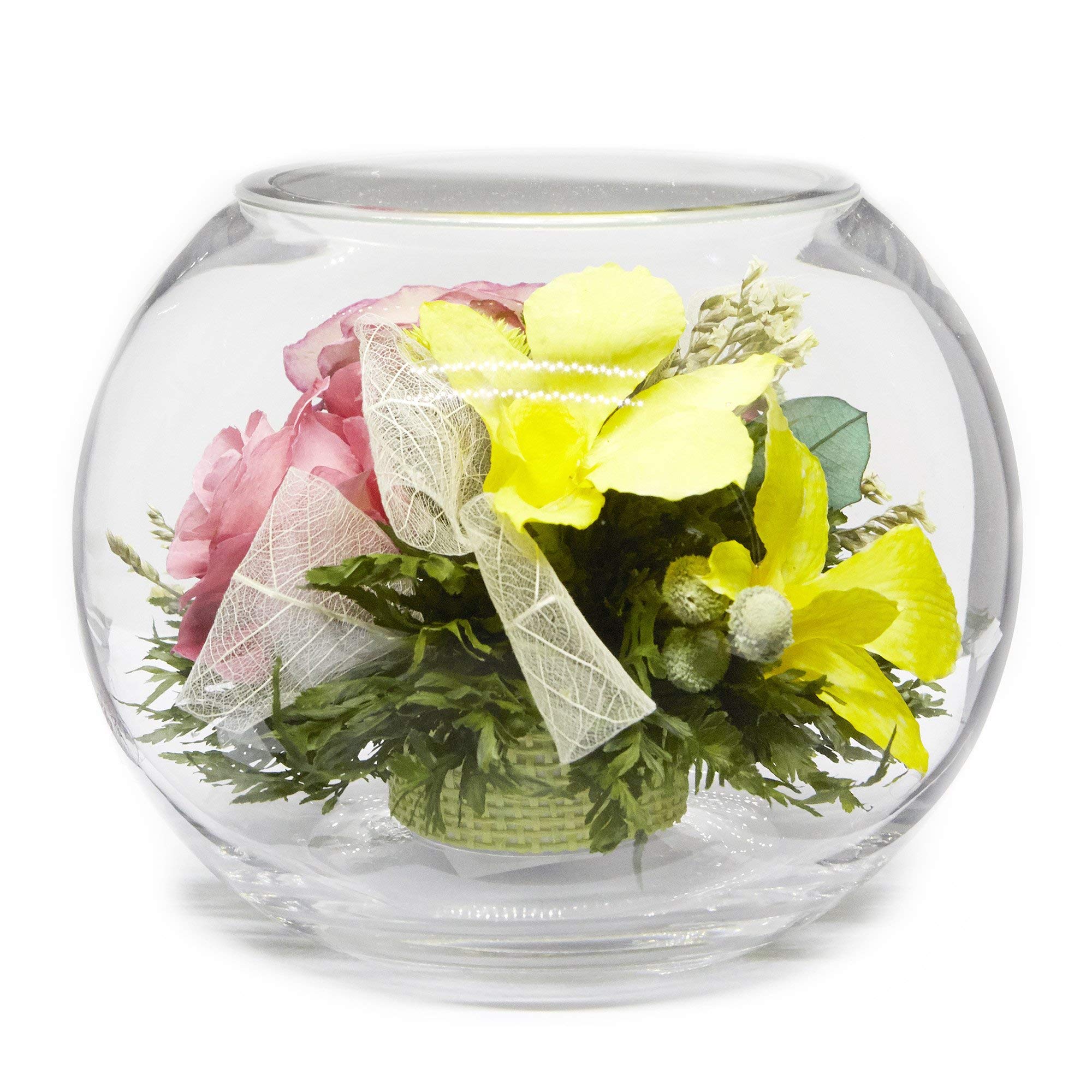 Fiora Flower | Long Lasting Real Roses and Orchids | Lasts up to 5 Years | Anniversary Floral Arrangement