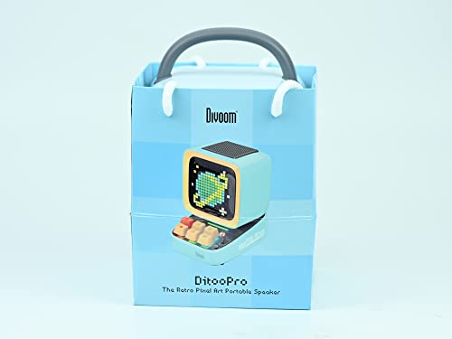 Divoom Ditoo Retro Pixel Art Game Bluetooth Speaker with 16X16 LED App Controlled Front Screen (Blue) …