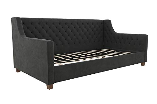 DHP Jordyn Diamond Tufted Upholstered Daybed/ Sofa Bed, Twin Size Frame, Gray Velvet