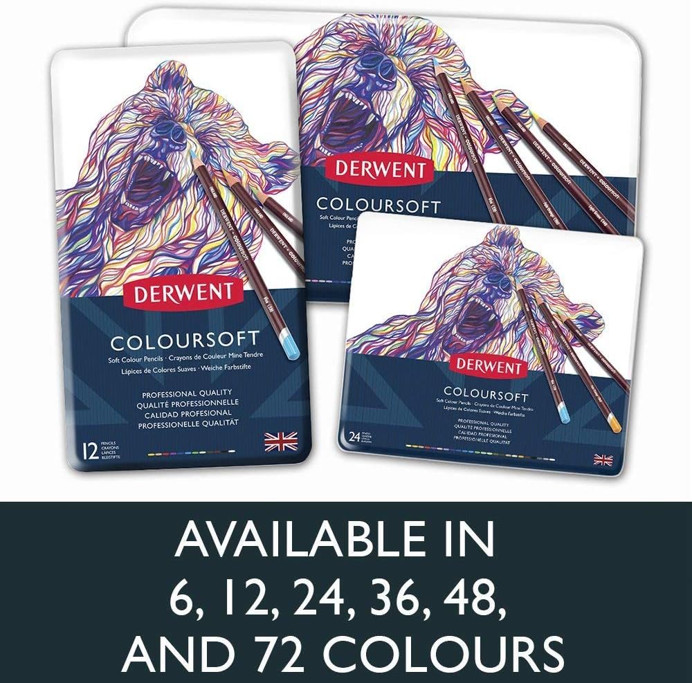 Derwent Colorsoft Pencils, 4mm Core, Metal Tin, 36 Count (0701028)