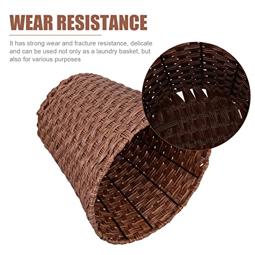 Zerodeko Wicker Laundry Hamper Round Rattan Woven Laundry Basket Dirty Clothes Hamper Decorative Wastepaper Storage Basket for Laundry Room Bathroom Bedroom Coffee