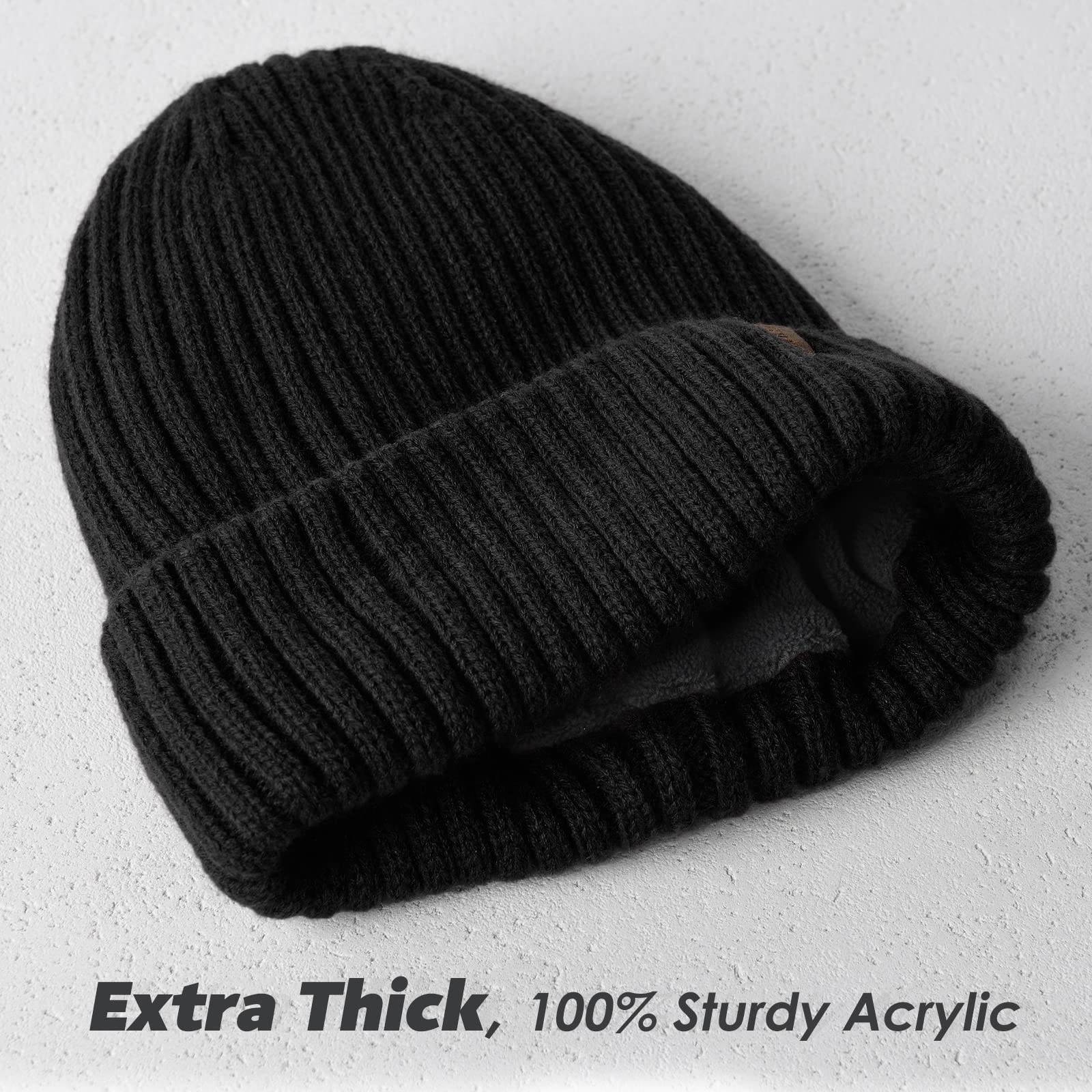 FURTALK Women Men Beanie Warm Winter Hats Acrylic Knit Cuffed Beanie Daily Beanie Hat Unisex Plain Skull Cap Black¡