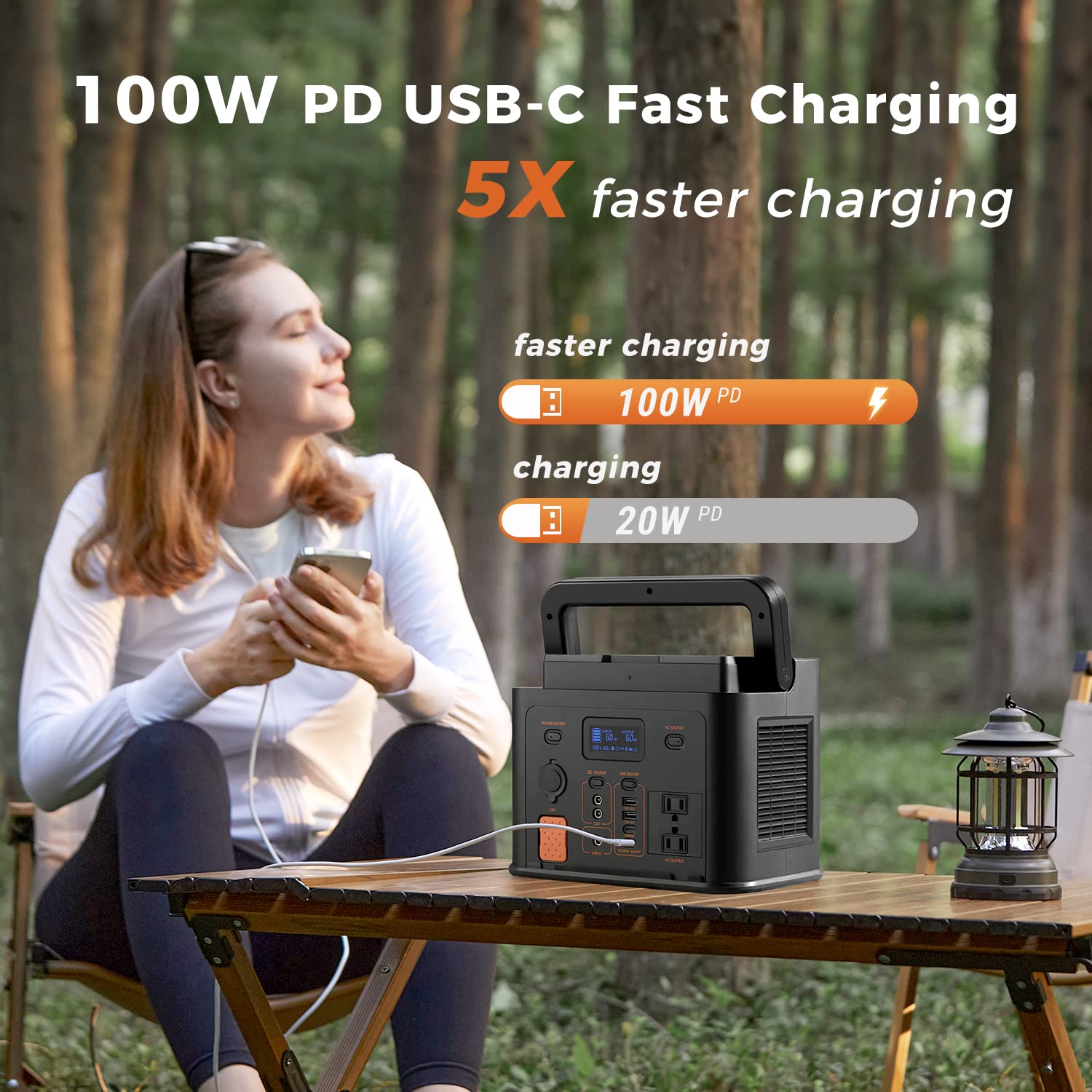 Green Power 320Wh Portable Power Station LiFePO4 Solar Generator With 2 AC Outlet 110V/320W Pure Sine Wave and Wireless Charging for Outdoors Camping Travel Hunting Home Emergency (Grade A Cells)