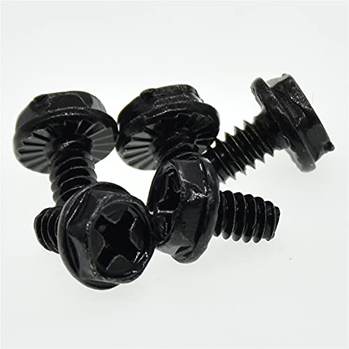 Kigauru Screw 50Pcs 6-32 * 6 Thread Teeth Outside Hex Computer PC Case Cooling Fan Toolless Adjustment Screw Thumbscrews Thumb Screw (Color : Black)