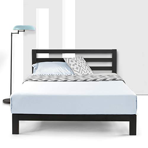 Mellow 10 inch Heavy Duty Metal Platform Bed W/Headboard/Wooden Slat Support/Mattress Foundation (No Box Spring Needed), King, Black