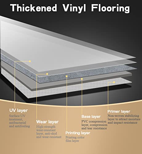 Surnuo 30 PCS 12 * 12 inch 1.5mm Thick Peel and Stick Vinyl Floor Tile, Self-Adhesive Tile Flooring for Bathroom, Livingroom, Kitchen and Renter's House Black Color