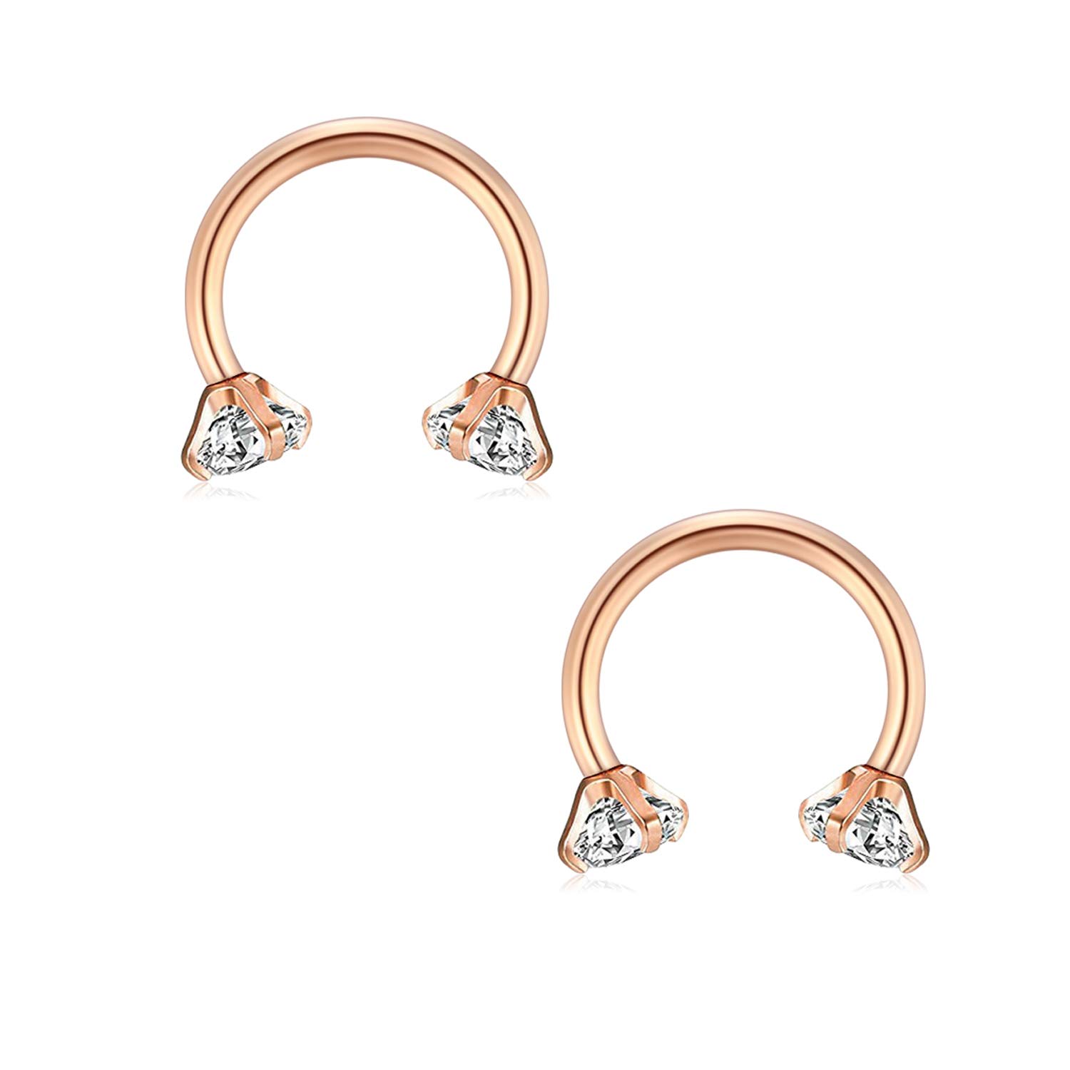 FECTAS 16G Cartilage Helix Earrings Daith Rook Earrings Stainless Steel CZ with Clear Retainers Ear Piercing Pack