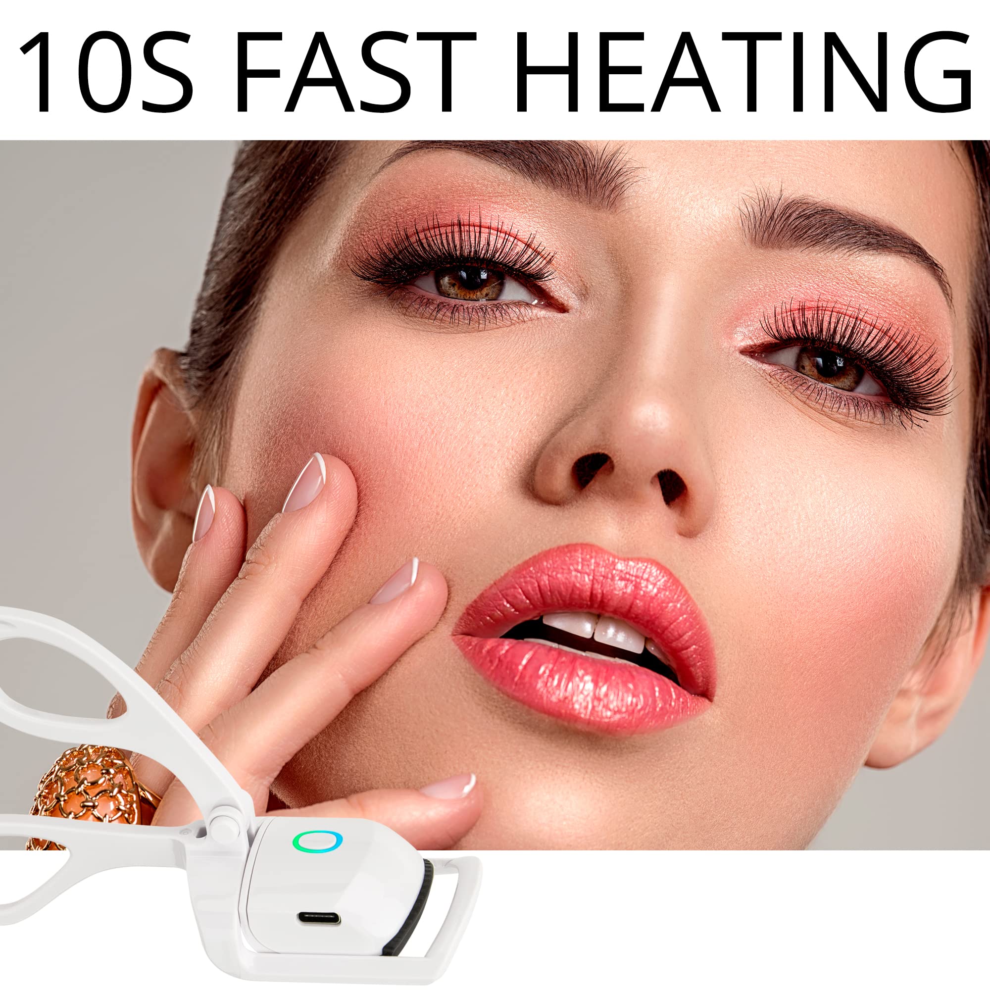 irreshine Heated Eyelash Curlers, Heated Eyelash Curler, Eyelash Curlers, Rechargeable Electric Eyelash Curler, Long-Lasting Heated Lash Curler for Natural Lashes, Handheld Eyelash Heated Curler