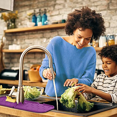 JODEILIY Kitchen Silicone Faucet Sink Splash Guard,Faucet Water Catcher Mat,Sink Draining Pad Behind Faucet,Silicone Drying Mat