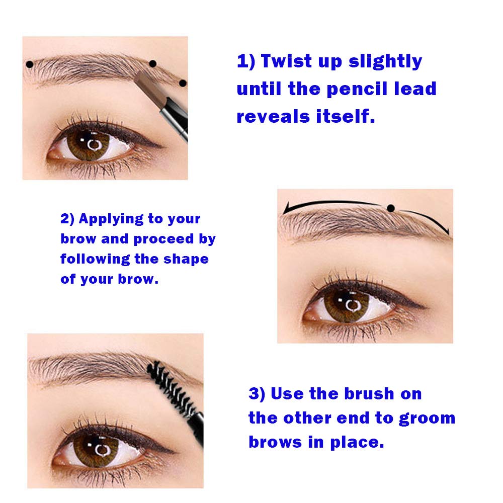 Eyebrow Pencil Set - 5 Colors Dual ended Definition Eye Brow Crayon Liner Pencils with Integrated Brush Eyes Makeup for Women