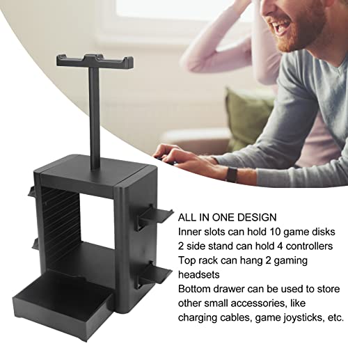 Gaming Disc Organizer Rack, 10 Multifunction Discs 4 Controllers Tower Game Storage for Game Accessories