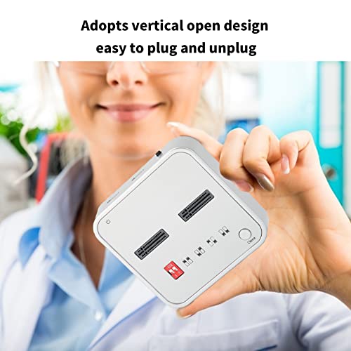 Internal Hard Drives, Hard Disk Duplicator M.2 SATA/NVME SSD/SD, Dual‑Bay Protocol Docking Station 100‑240V, Adopts Vertical Open Design, Supports M.2 SATA / NVME, SSD Protocols(White)