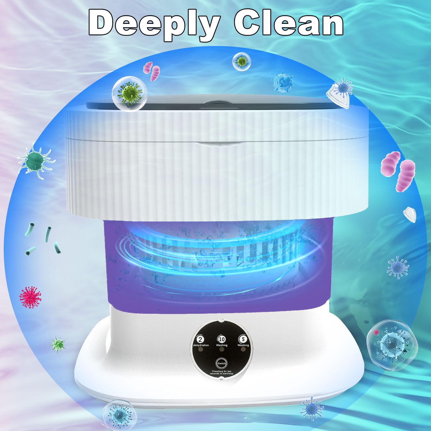 Mini Portable Washing Machine with Spin Dry, 13L Foldable Small Washer,Compact Laundry Lavadora Portatil for Underwear, Baby Clothes, Socks or Small ltems, Dormitory, Apartments, Travel, Purple