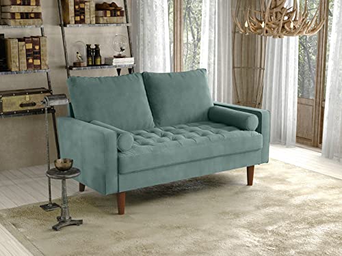Meeyar Couches for Living Room 58'' Small Couch for Small Spaces Loveseat Small Couch for Bedroom Comfy Sofas for Living Room,Office,and Apartment,Aqua