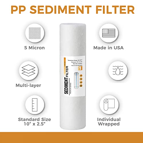 iSpring F3US Standard Reverse Osmosis RO Systems 6-Month Prefilter Replacement Supply Cartridge Pack Set, 3 Filters w/Sediment, CTO and GAC, 10" X 2.5", Fits PH100, RO100, Made in USA