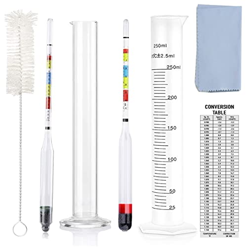 Hydrometer for Home Brew Beer,Triple Scale Hydrometer for Wine Kombucha Making Test Kit Supplies,Specific Gravity,Brix and ABV Beer Hydrometers and Test Jar(2 Sets)