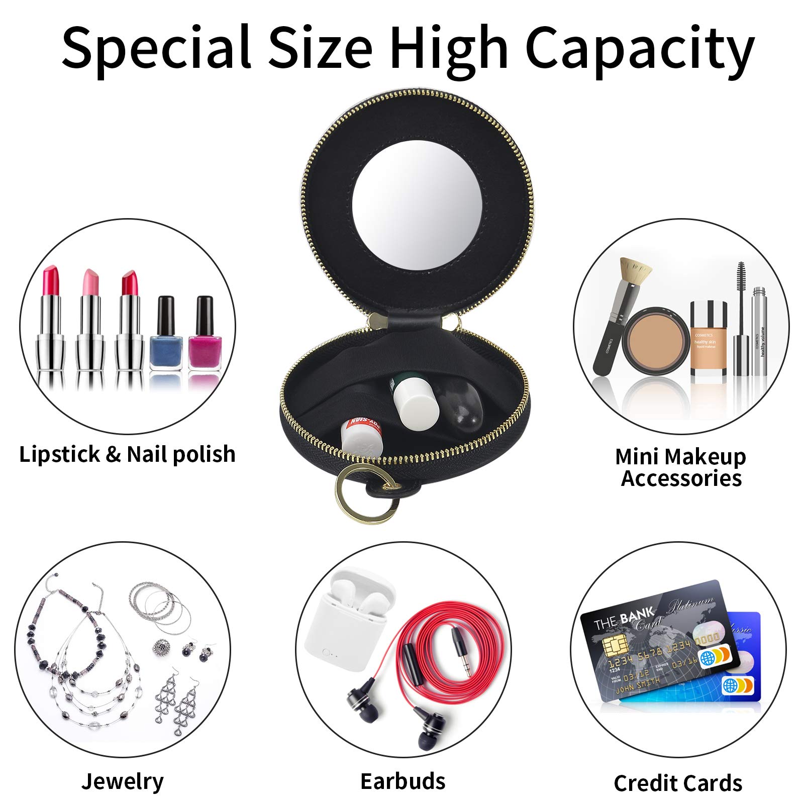 Doormoon Keychain Bracelet, Tassel Key Chain Wristlet Ring Circle Bangle (Makeup Bag-Black)