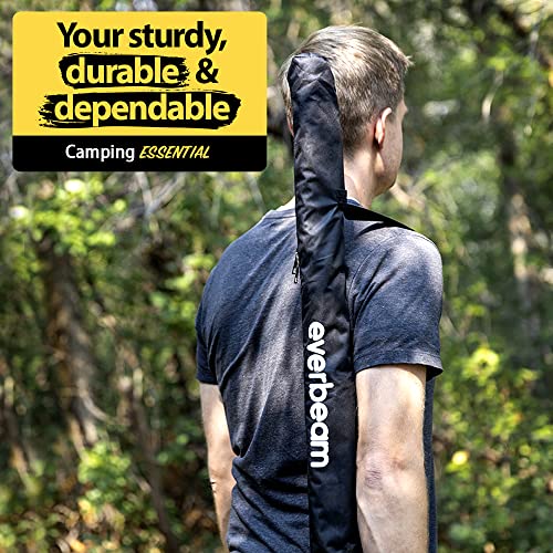 Everbeam Telescopic Tarp Pole for Camping, Hiking, Fishing - Adjustable Aluminium Rods Extend To 92" - Portable & Lightweight, Ideal for Awning, Tent Fly - Includes Guy Lines, Stakes, Carry Bag-2 Pack