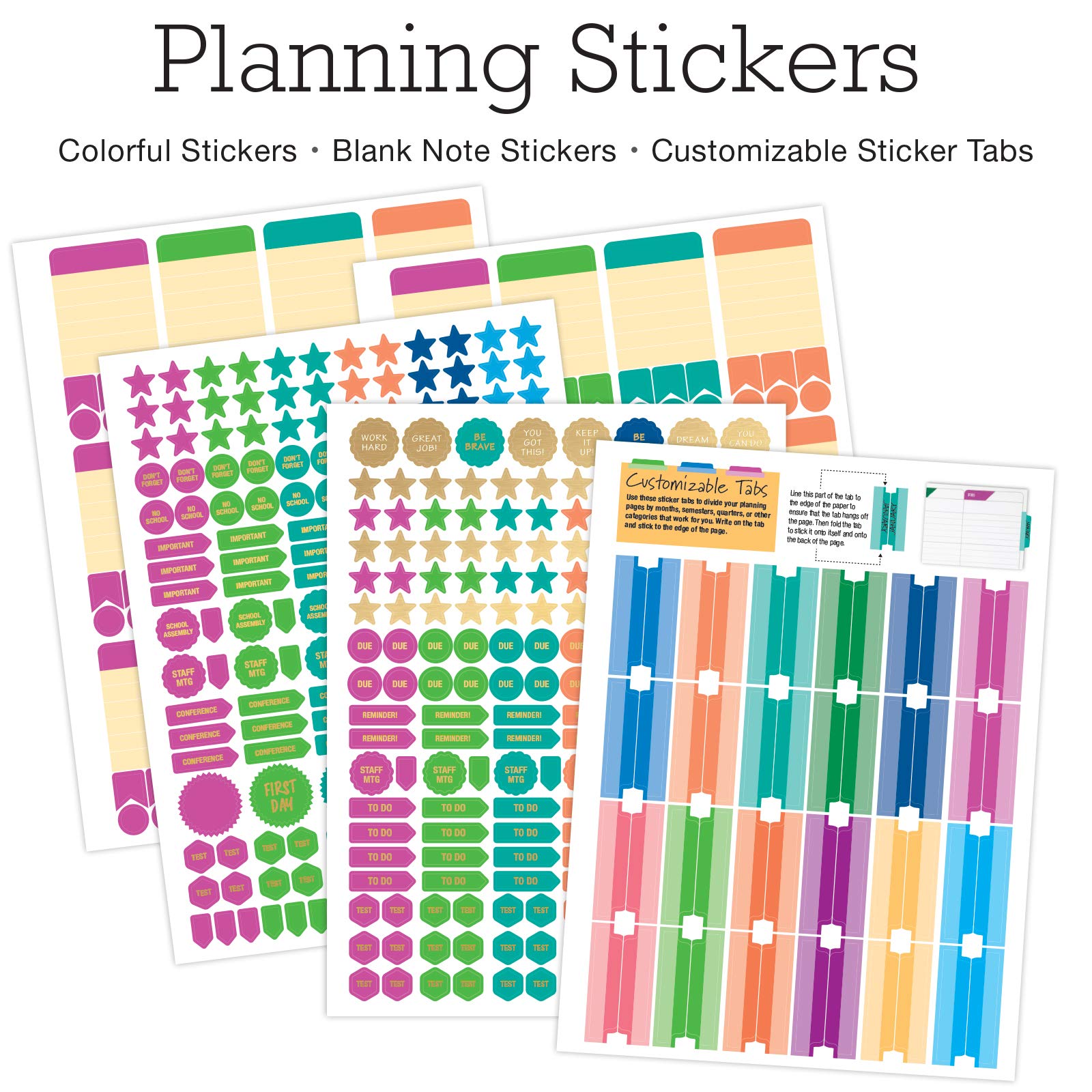 Elan Publishing Company Deluxe Undated Teacher Planner: 8.5x11 Includes 7 Periods, Page Tabs, Bookmark, Planning Stickers, Pocket Folder Daily Weekly Monthly Planner Yearly Agenda (Dark Blue Marble)