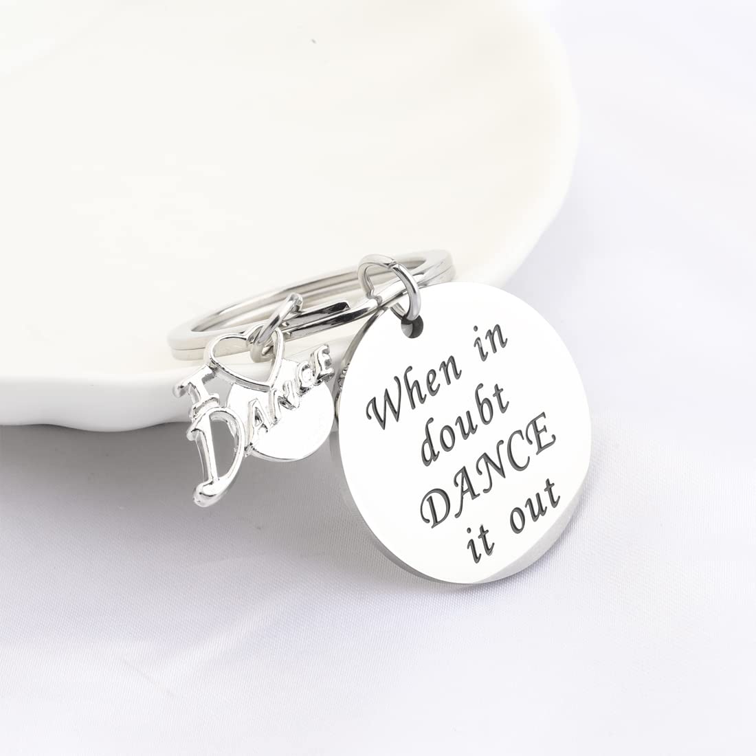FUSTYLE FUSTMW Dance Keychain Dancer Gifts Ballet Dance Lover Gifts Ballerina Gifts Dance Team Gifts When In Doubt Dance It Out