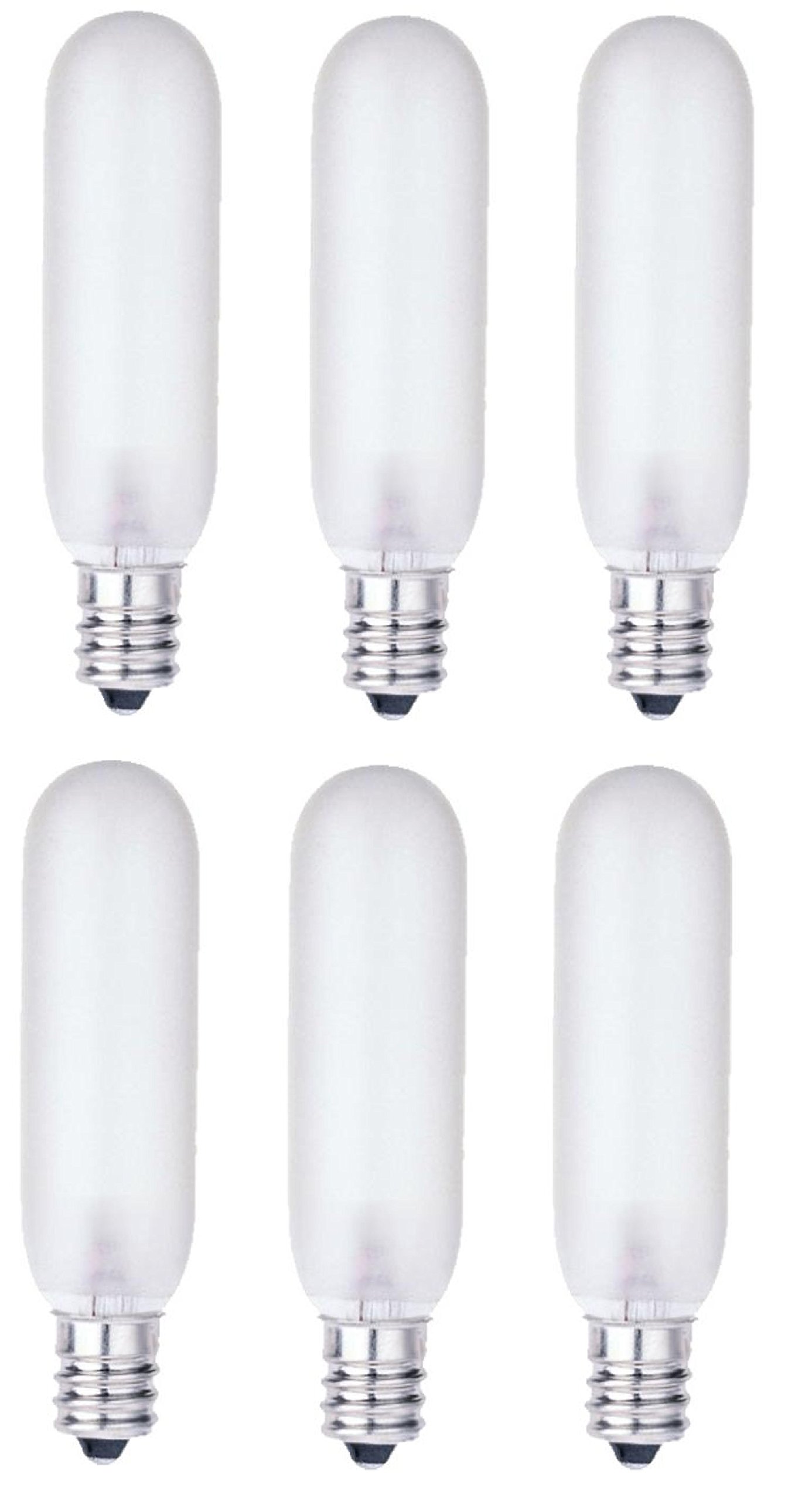 DYSMIO T6 Tubular Candelabra Base - E12 Frosted Dimmable Incandescent Light Bulb - Pack of 6