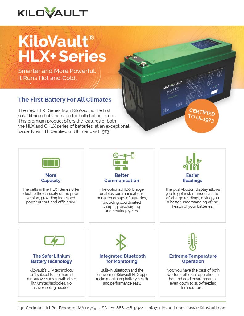 KiloVault™ - HLX+ 2400 Watt Hour Lithium Iron Phosphate (LiFePO4) Deep Cycle Solar Batteries
