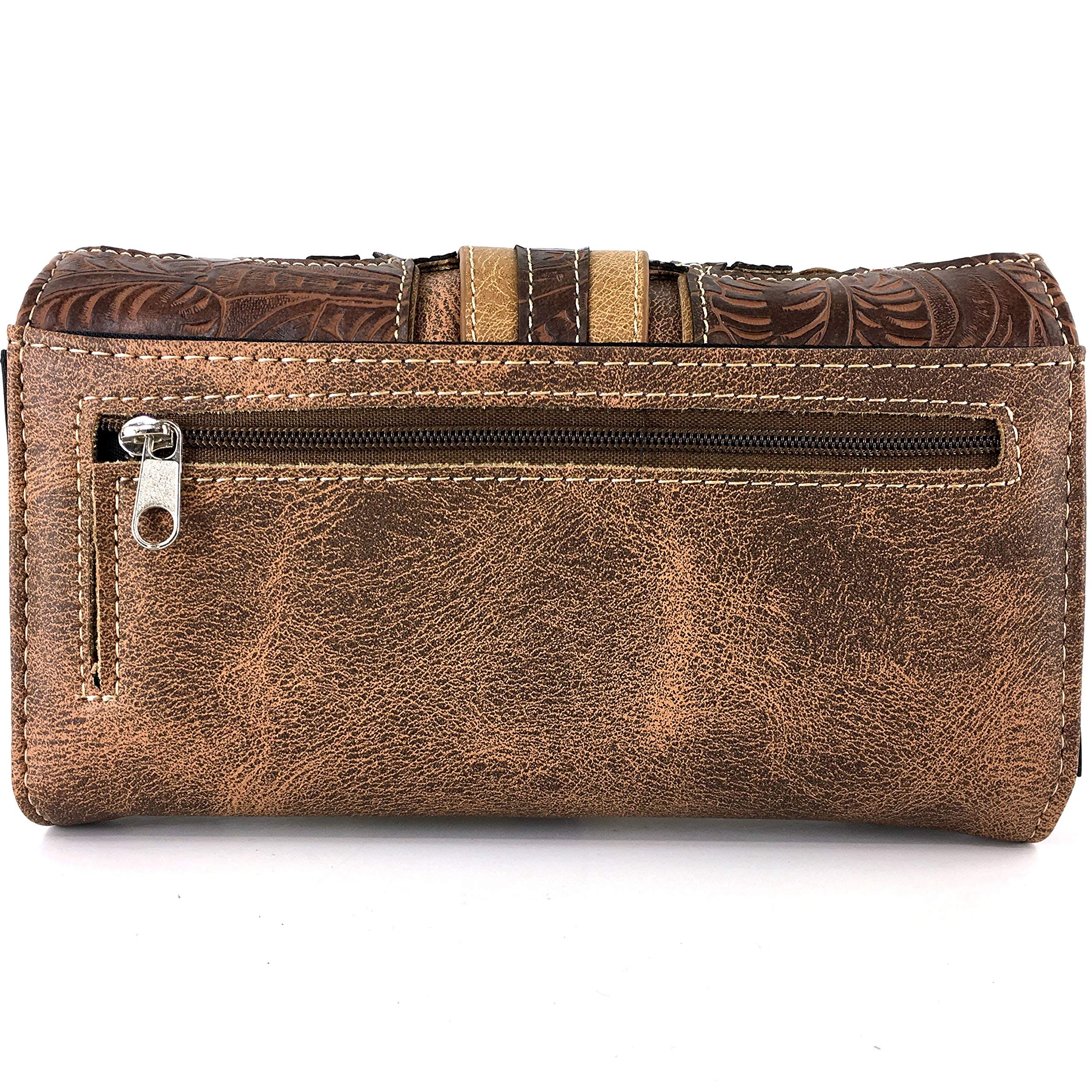 Zelris Western Women Conceal Carry Buckle Handbag Wallet Set (Brown)