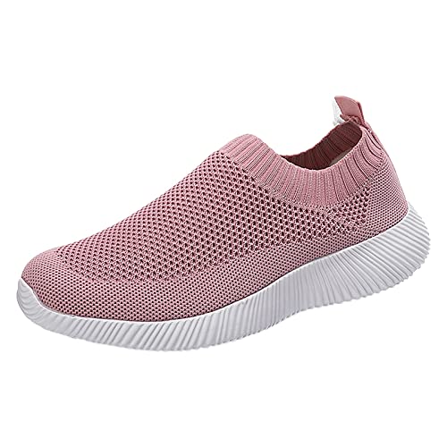 FASDNENDYS 2022 Women's Spring and Summer Running Shoes Large Outdoor Walking Flying Waving Mesh Sneakers X9000l4 Pink