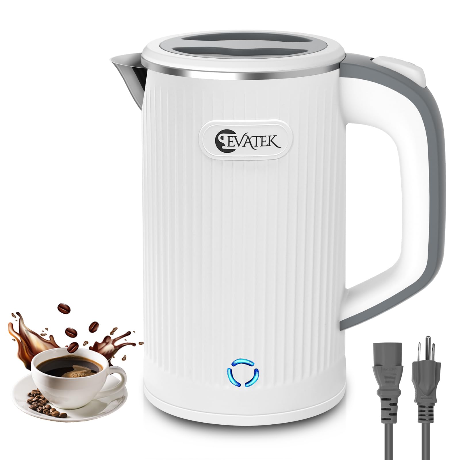 EVATEK Small Electric Kettle, 600W Mini Portable Tea Kettle, Travel Stainless Steel Interior Hot Water Boiler, Auto Shut-Off & No Base, Gift for Camping, Office, Student Dormitory