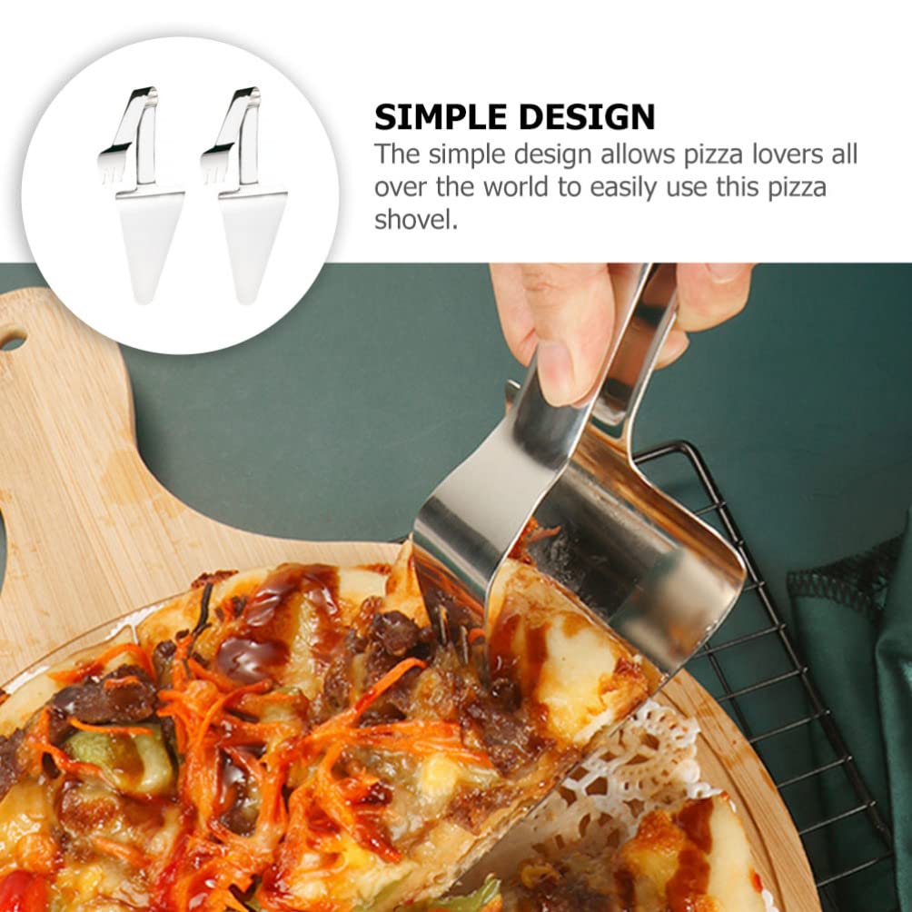 Hemoton 2pcs Stainless Steel Pizza Shovels Cheese Shovels Cake Spatulas Pizza Pie Server Cake Holder Transfer Triangular Spade Spatula for Cake Baking (Silver)