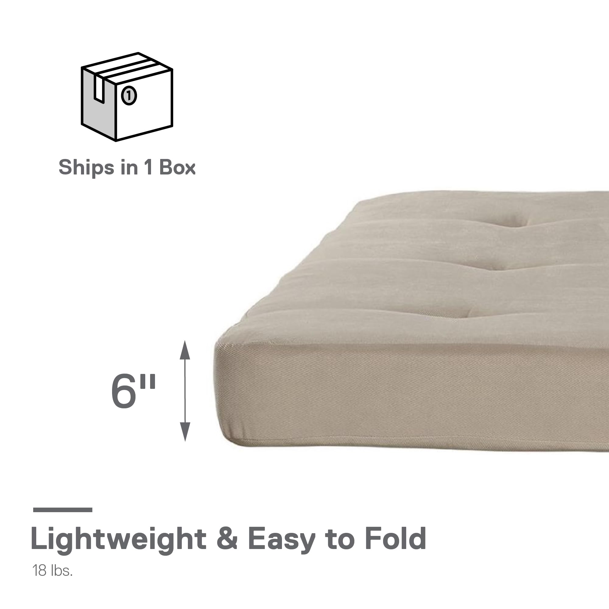 DHP Value 6" Microfiber Futon Mattress, Full, Tan