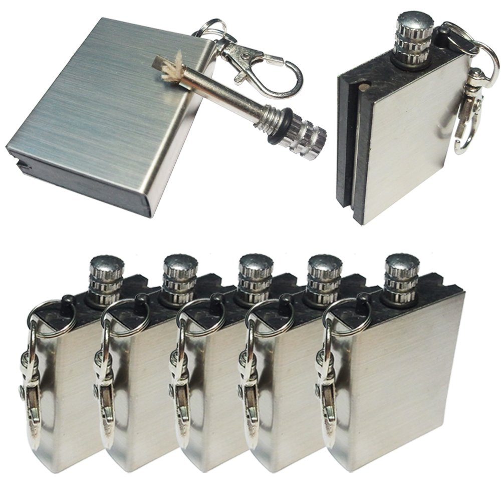 Yuauy 5 Pcs Emergency Hiking Survival Camping Fire Starter Flint Metal Match Lighter Matchbox Fire Starter for Camping Outdoor