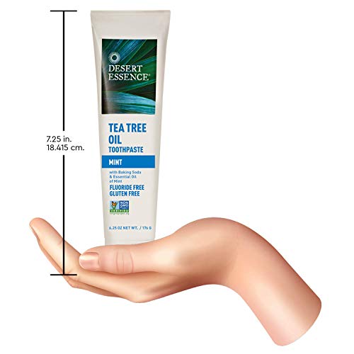 Desert Essence Tea Tree Oil Toothpaste - Mint - 6.25 Oz - Refreshing Taste - Deep Cleans Teeth & Gums - Helps Fight Plaque - Sea Salt - Pure Essential Oil - Baking Soda - Promotes Healthy Mouth