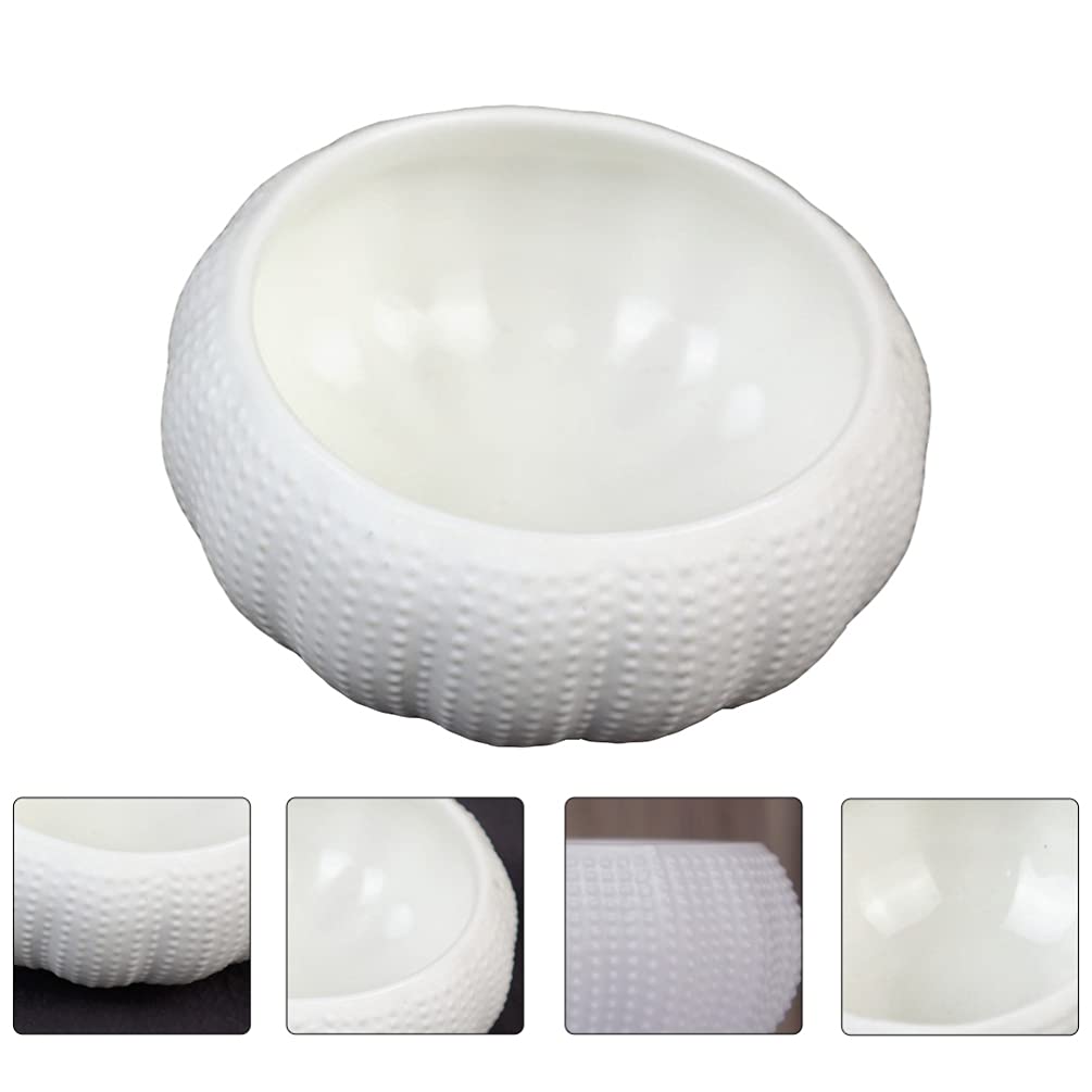 Hemoton Mini Seasoning Bowl Ceramic Sea Urchin Bowl Kitchen Dipping Dish Restuarant Supplies for Nuts Sauce Caviar Appetizer (White) Size L