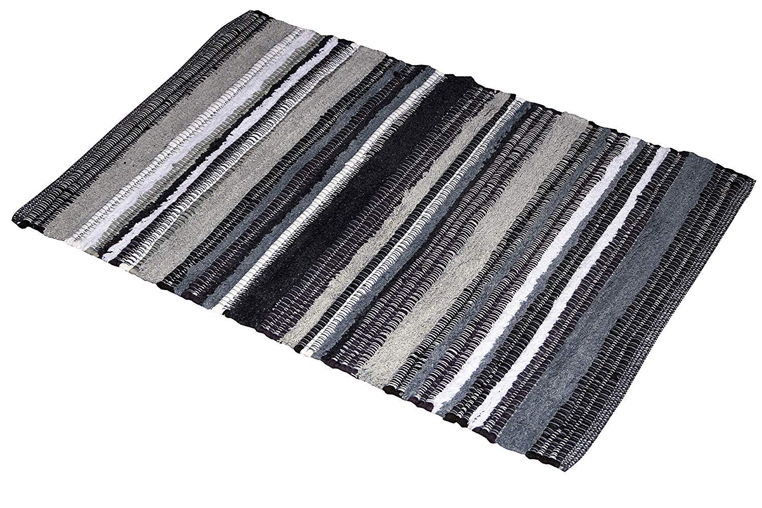 Grey Cotton Striped Door mat Rug Indoor - 2x3' Entrance Entryway Rug Non Slip Kitchen Bath Mat Home Décor, (24 x 36)