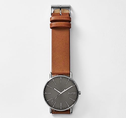 Skagen Men's Signatur Three-Hand Brown Leather Band Watch (Model: SKW6578)