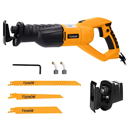Hoteche Power Reciprocating Saw 7.1-Amp Variable Speed Corded Saw Sawzall for Wood/Metal or PVC Cutting with 3Pcs Saw Baldes