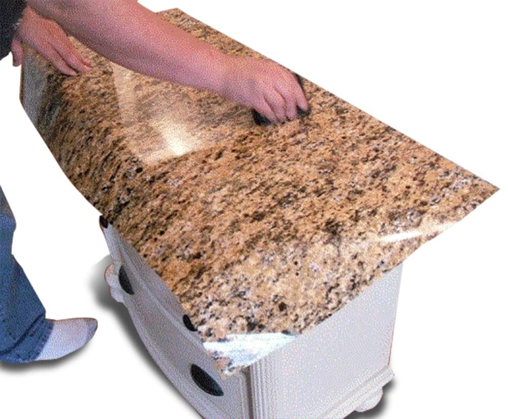 EZ FAUX DECOR Kitchen Countertop Update Vinyl Laminate Cover | Easy Install | Peel and Stick | Durable Self-Adhesive | 36β x 180β | Granite Marble Design | Venetian Gold (15ft)