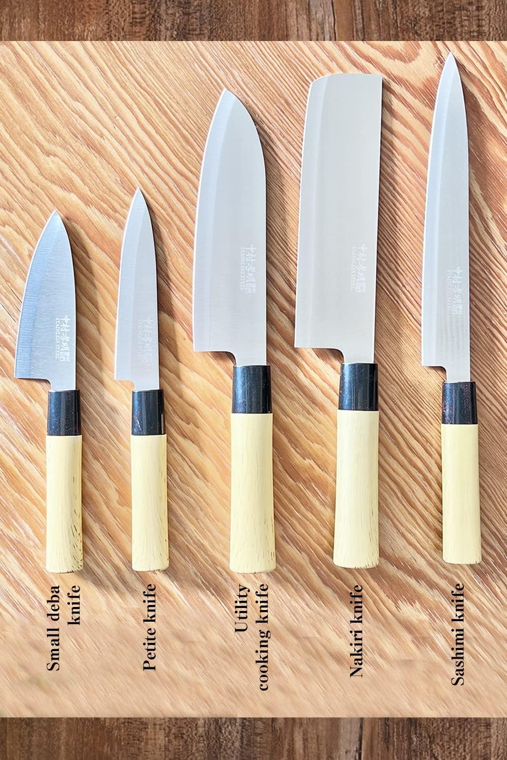 TSTADVANCE Kitchen Knife Set Of 5 Produced By Komei Nakamura Including Sushi Knife Japanese