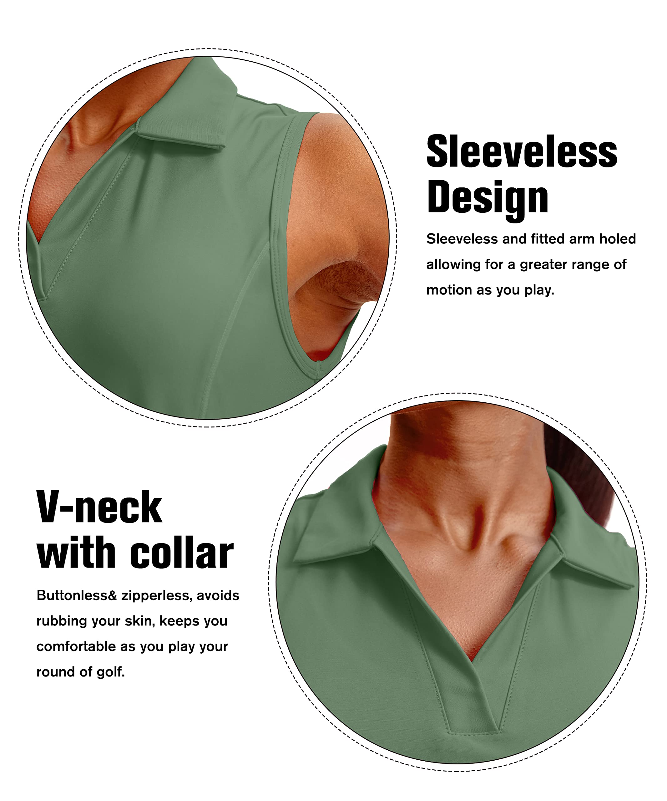 G Gradual Women's Sleeveless Golf Polo Shirts Tennis Quick Dry Collared Tank Tops V-Neck Polos for Women(Green,XL)