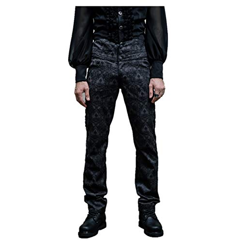 Devil Fashion Men Victorian Gothic Vintage 3-Piece Suit Tailcoat Shirts Pants Set(M) Black