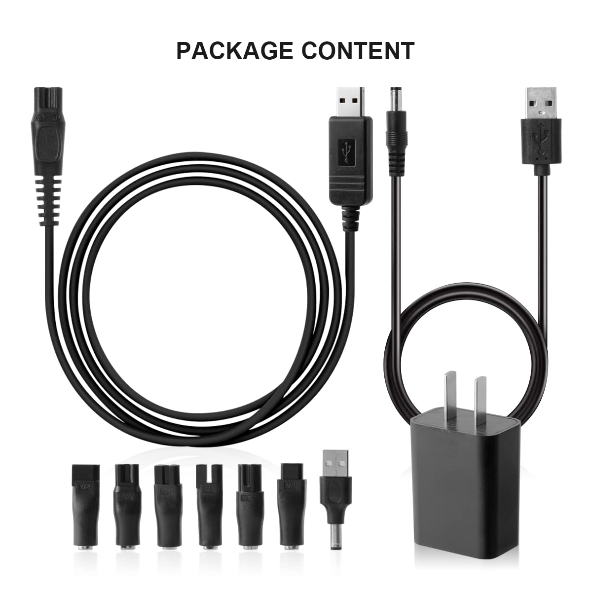 LANMU 5V Power Cord with Charger Adapters Compatible with Philips Norelco Shavers,SURKER Clippers, Beauty Instruments, Beard Trimmers, Replacement HQ8505 Power Cord and DC Charging Cable
